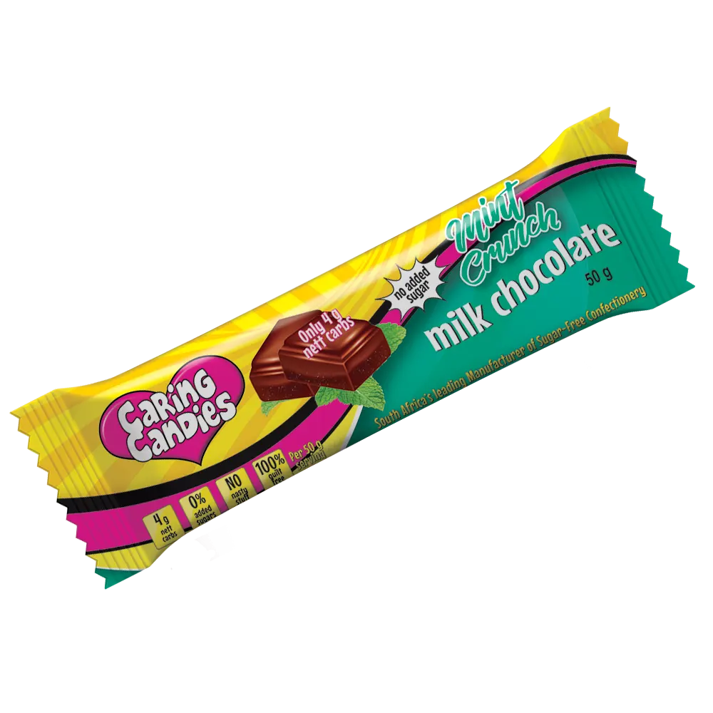 50g Sugar-free Diabetic Keto Mint flavoured Milk Chocolate | Caring Candies