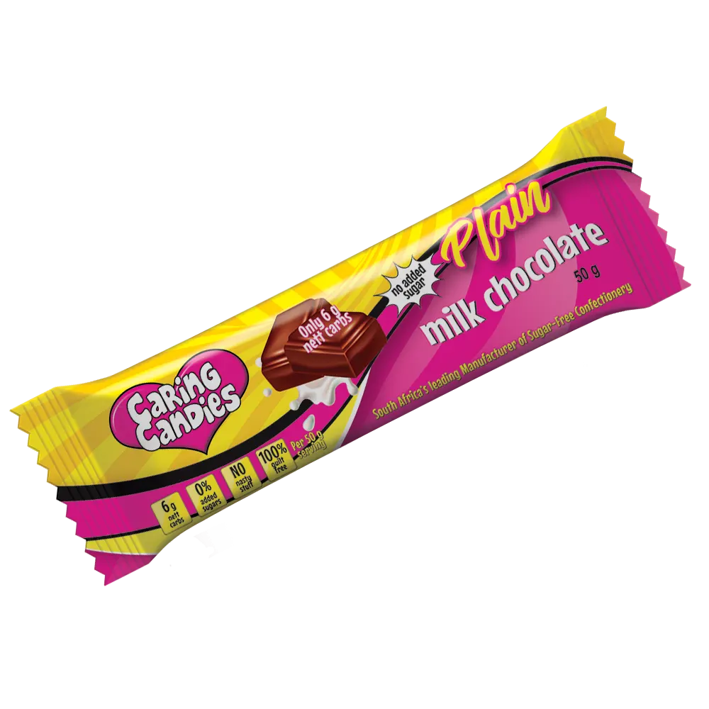 50g Sugar-free Plain Milk Chocolate | Caring Candies