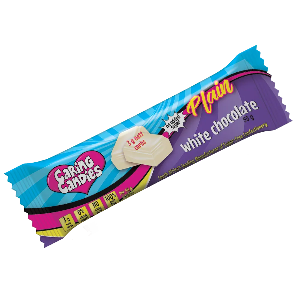 50g Sugar-free Diabetic Keto White Chocolate | Caring Candies